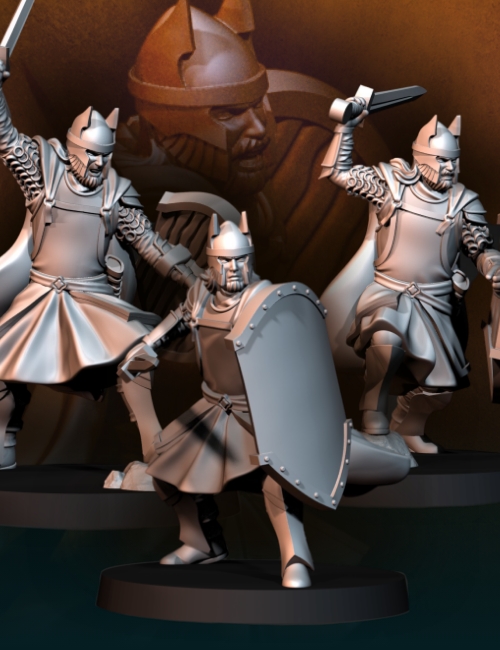 6x High Humans Warrior with Sword and Shield – Davale Games
